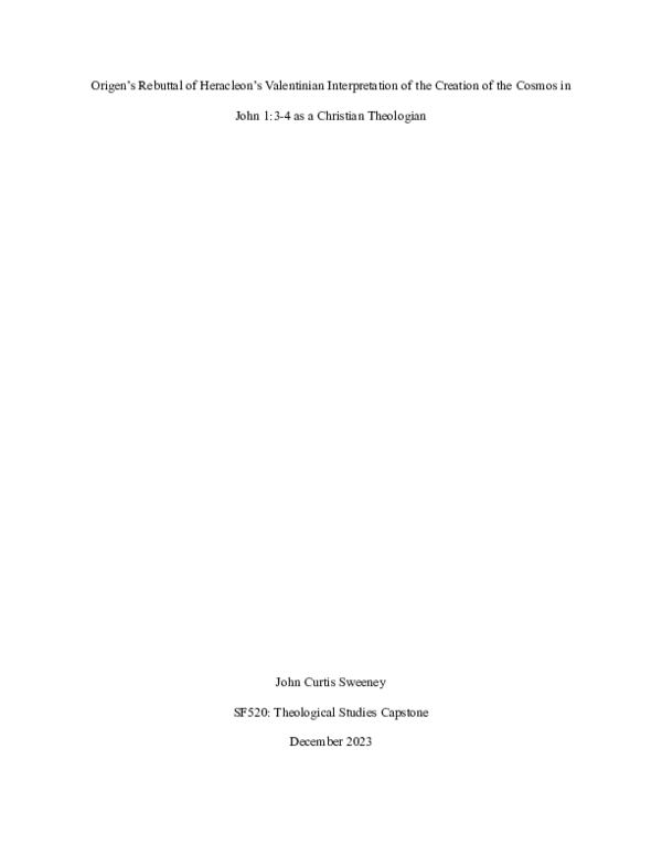 (PDF) Origen's Rebuttal of Heracleon's Valentinian Interpretation of ...