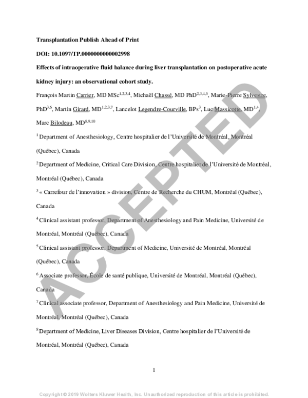 (PDF) Effects of Intraoperative Fluid Balance During Liver ...