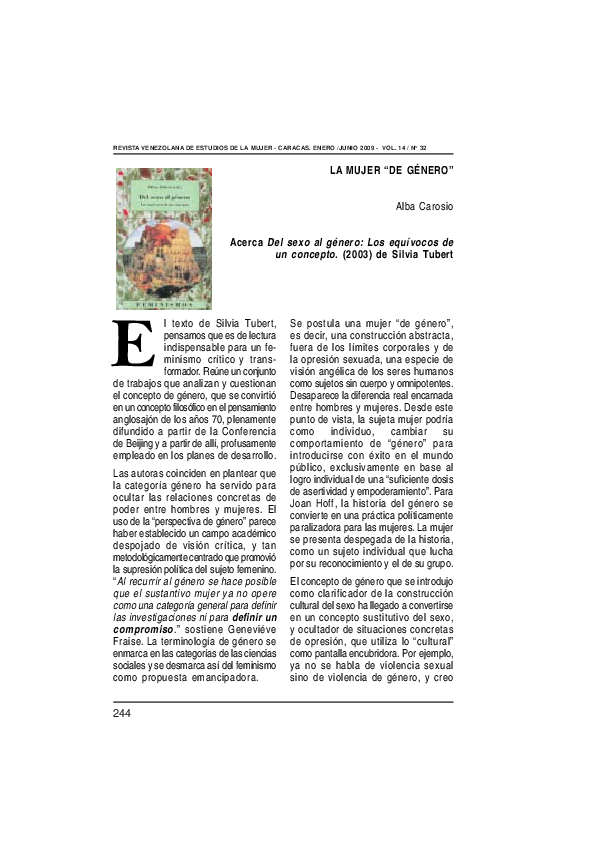 (PDF) LA MUJER “DE GÉNERO” Acerca Del sexo al género: Los equívocos de ...