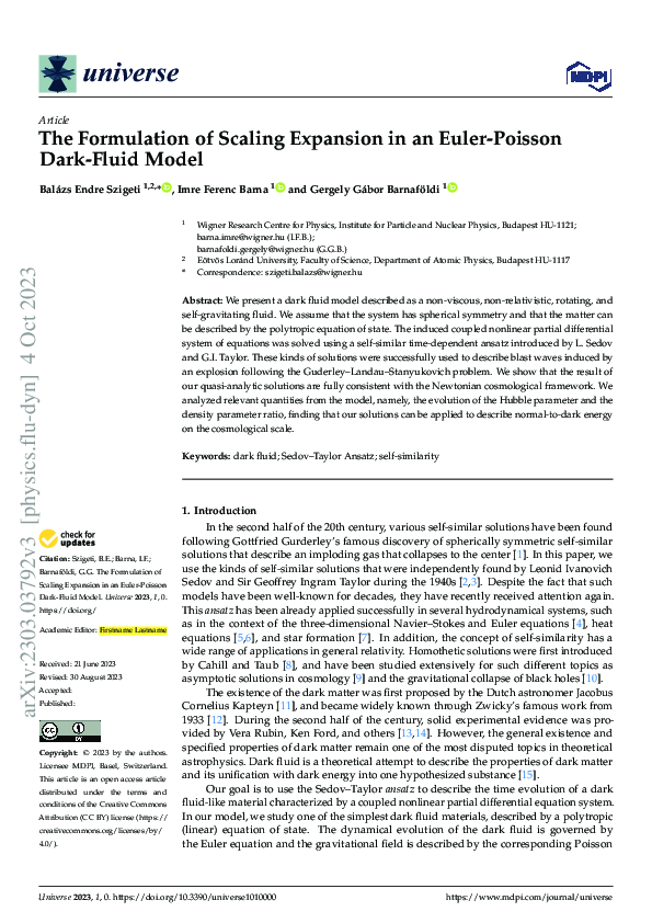 (PDF) The Formulation of Scaling Expansion in an Euler-Poisson Dark-fluid Model