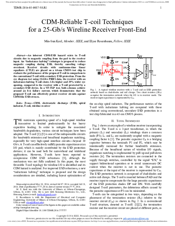 (PDF) CDM-Reliable T-Coil Techniques for a 25-Gb/s Wireline Receiver ...