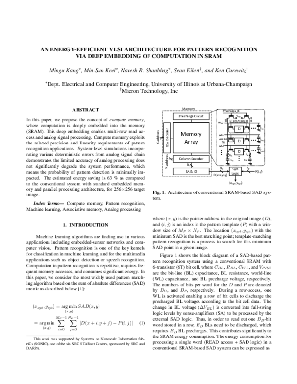 Pdf An Energy Efficient Vlsi Architecture For Pattern Recognition Via