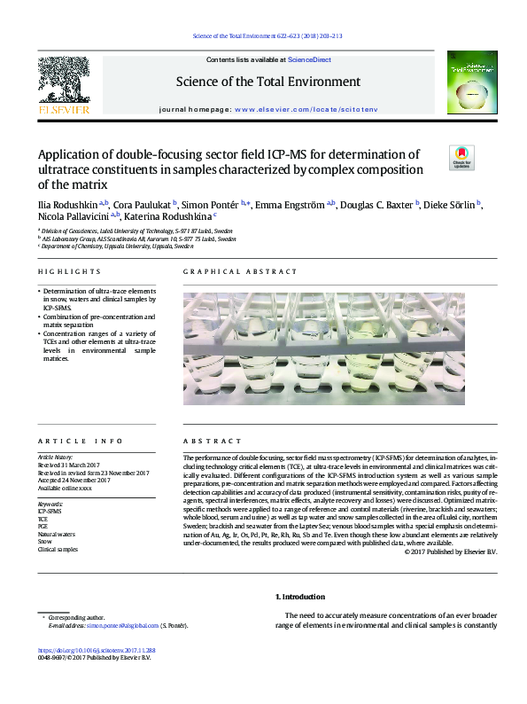 (PDF) Application of double focusing sector field ICP-MS for ...