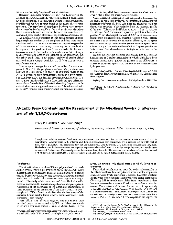 (PDF) Ab initio force constants and the reassignment of the vibrational ...