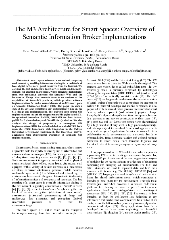 (PDF) The M3 architecture for smart spaces: Overview of semantic ...
