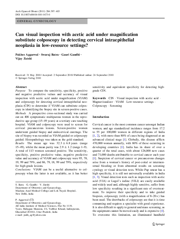 (PDF) Can visual inspection with acetic acid under magnification ...