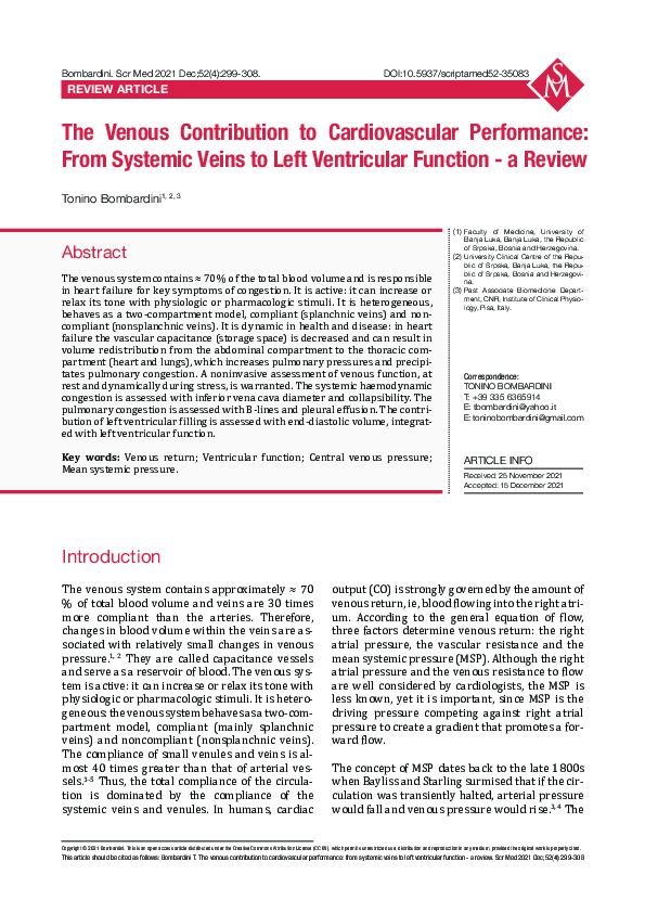 (PDF) The venous contribution to cardiovascular performance: From ...