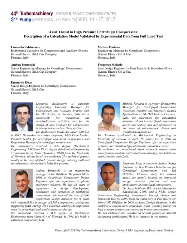 (PDF) Axial Thrust in High Pressure Centrifugal Compressors ...