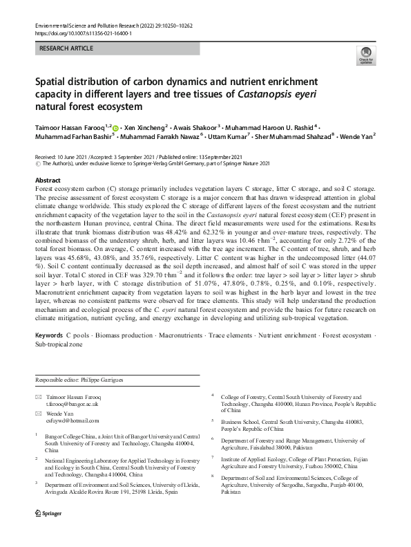 (PDF) Spatial distribution of carbon dynamics and nutrient enrichment ...