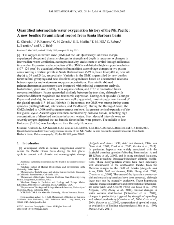 (PDF) Benthic foraminiferal record from Santa Barbara basin