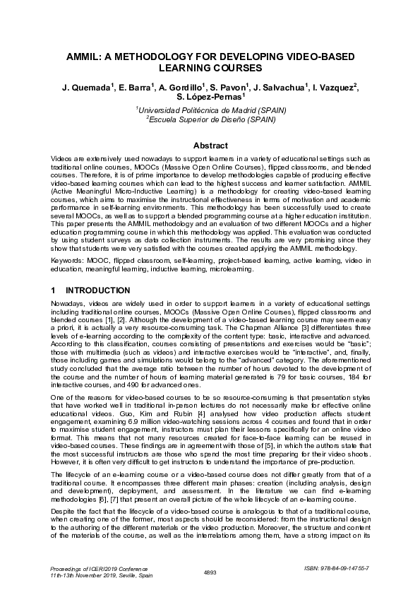 (PDF) Ammil: A Methodology for Developing Video-Based Learning Courses