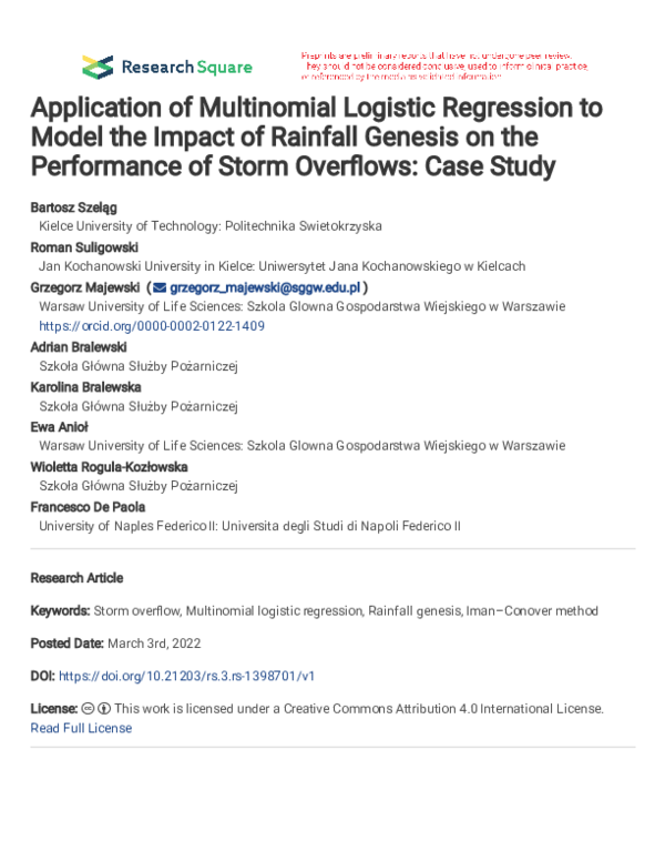 (PDF) Application of Multinomial Logistic Regression to Model the Impact of Rainfall Genesis on ...