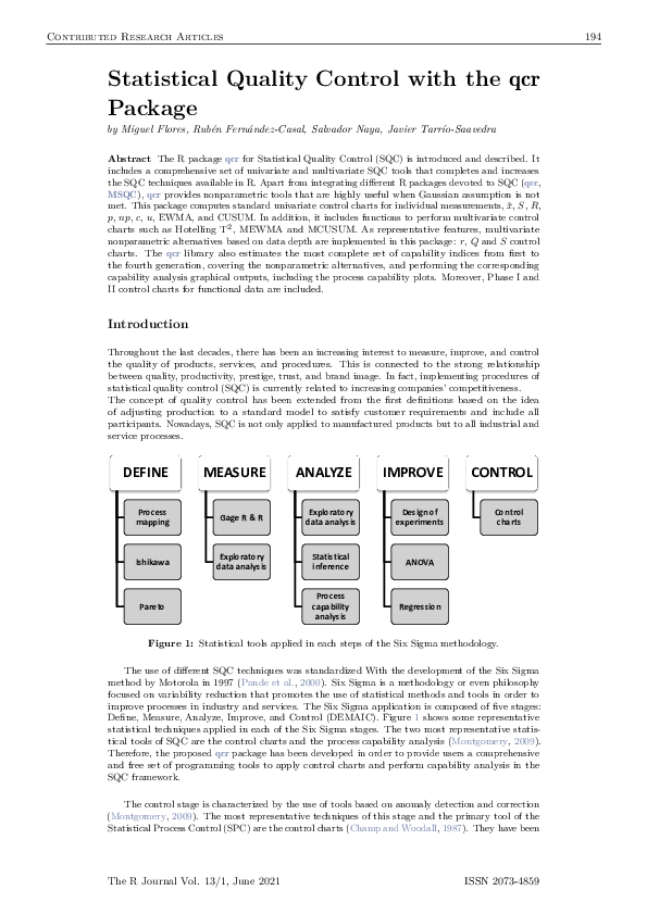 (PDF) Statistical Quality Control with the qcr Package
