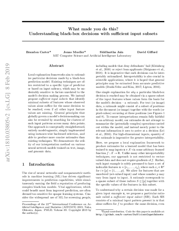 (PDF) What made you do this? Understanding black-box decisions with ...