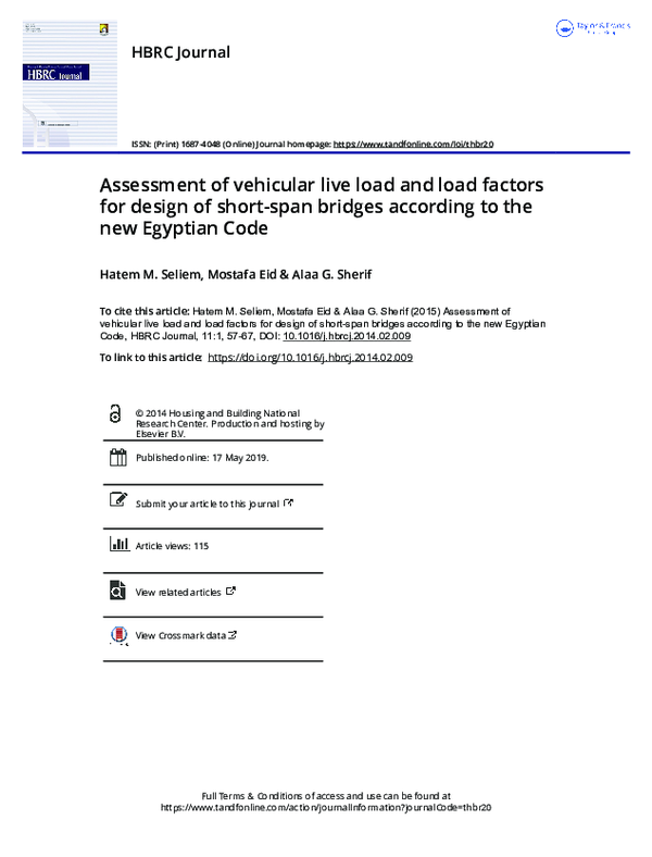 (PDF) Assessment of vehicular live load and load factors for design of ...