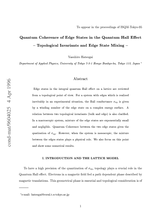 (PDF) Quantum coherence of edge states in the quantum Hall effect