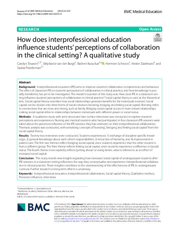 (PDF) How does interprofessional education influence students ...