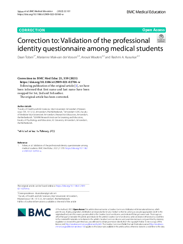 (PDF) Correction to: Validation of the professional identity ...