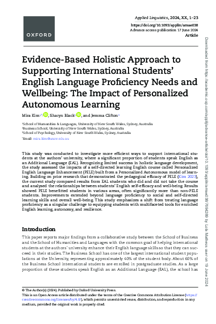 (PDF) Evidence-Based Holistic Approach to Supporting International ...