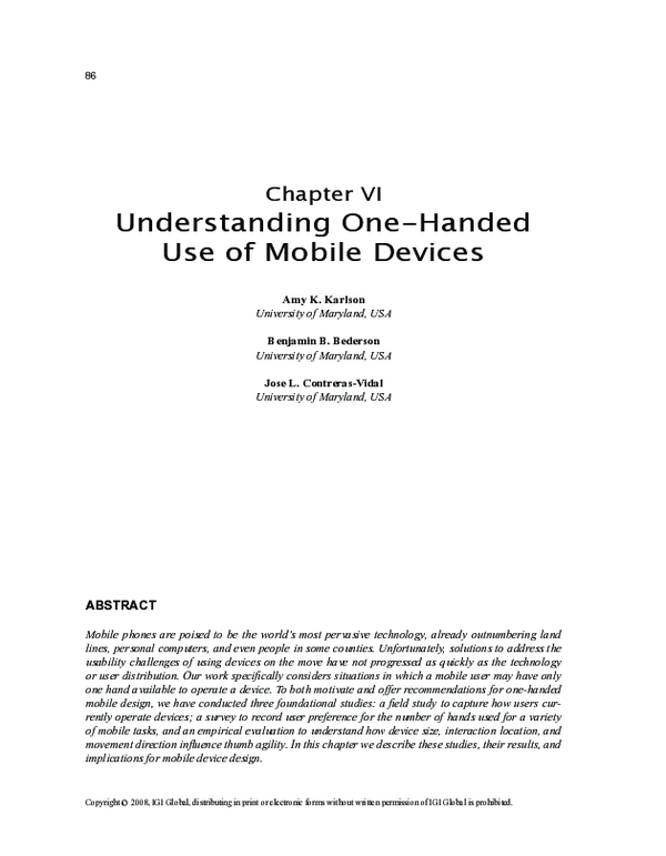 (PDF) Understanding One-Handed Use of Mobile Devices