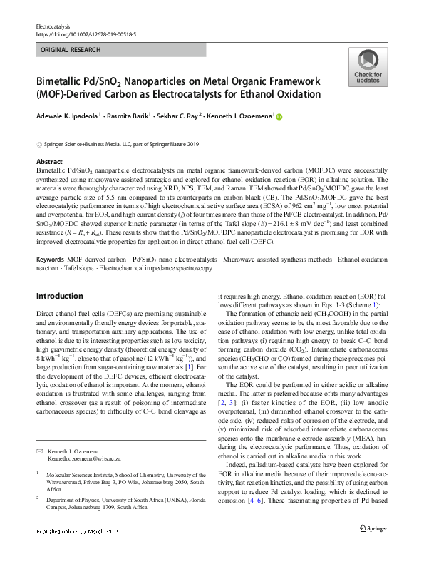 (PDF) Bimetallic Pd/SnO2 Nanoparticles on Metal Organic Framework (MOF)-Derived Carbon as ...