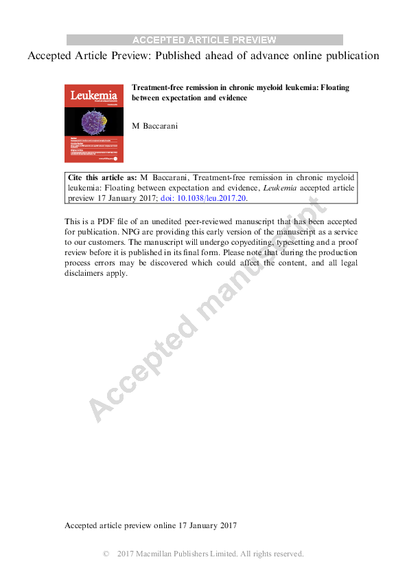 (PDF) Treatment-free remission in chronic myeloid leukemia: floating ...