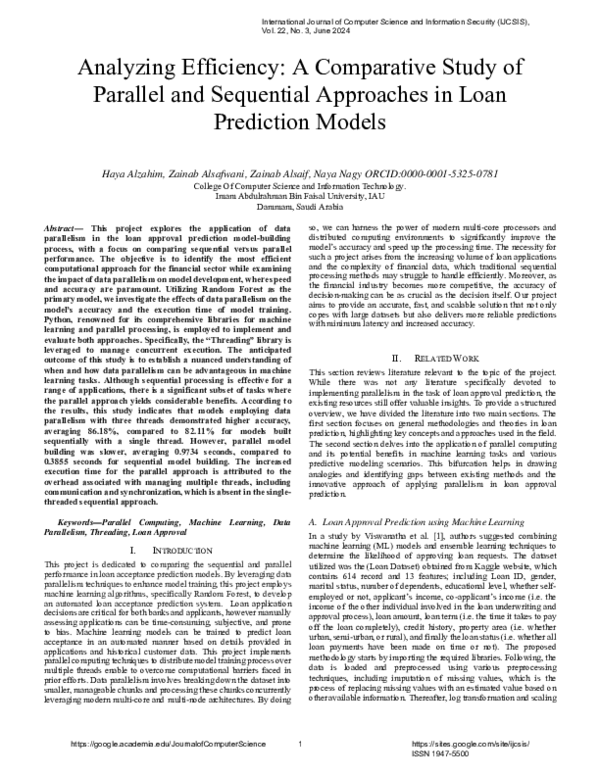 (PDF) Analyzing Efficiency: A Comparative Study of Parallel and Sequential Approaches in Loan ...
