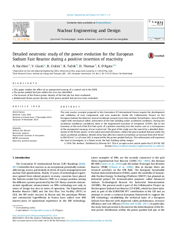 (PDF) Detailed neutronic study of the power evolution for the European ...