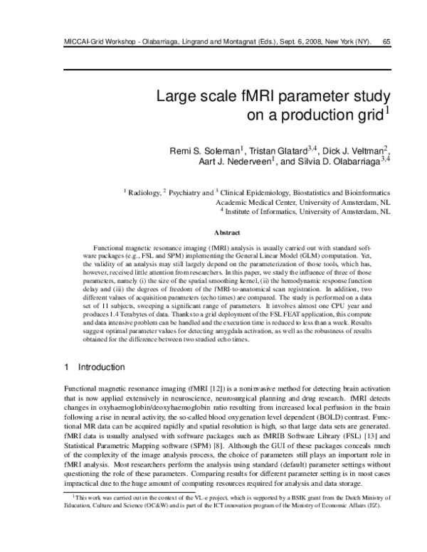 (PDF) Large scale fMRI parameter study on a production grid