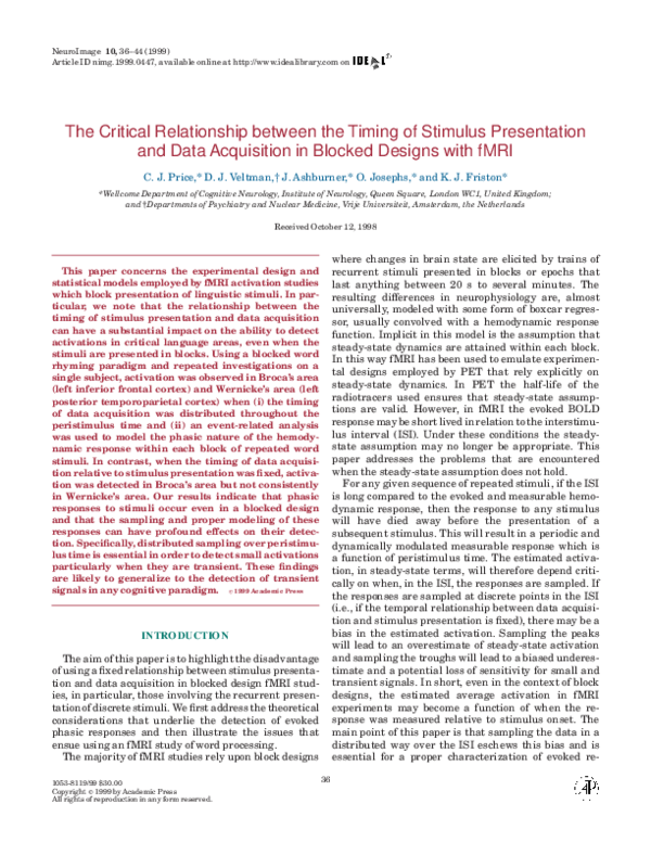 (PDF) The Critical Relationship between the Timing of Stimulus Presentation and Data Acquisition ...