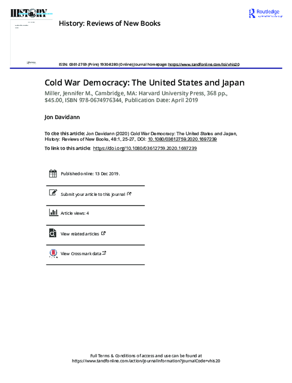 (PDF) Cold War Democracy: The United States and Japan