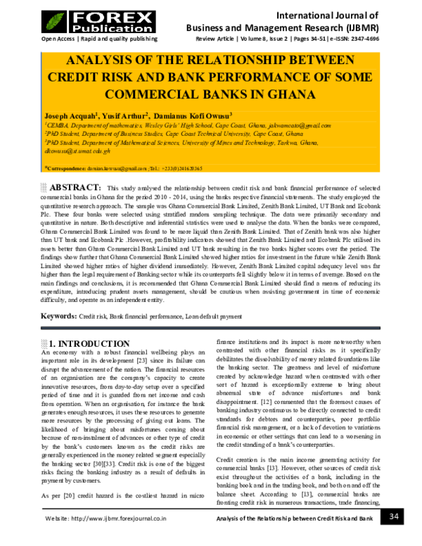 (PDF) Analysis of the Relationship between Credit Risk and Bank ...