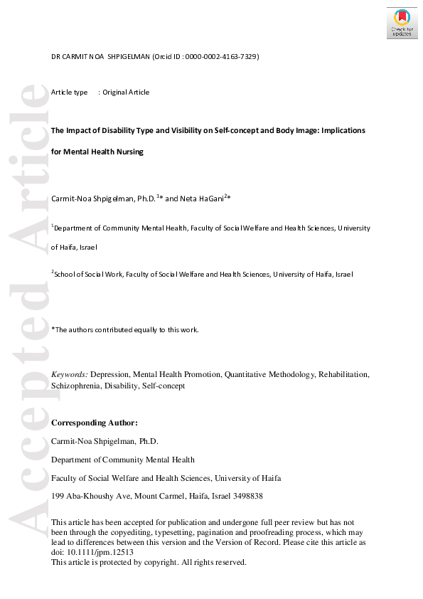 (PDF) The impact of disability type and visibility on self‐concept and ...