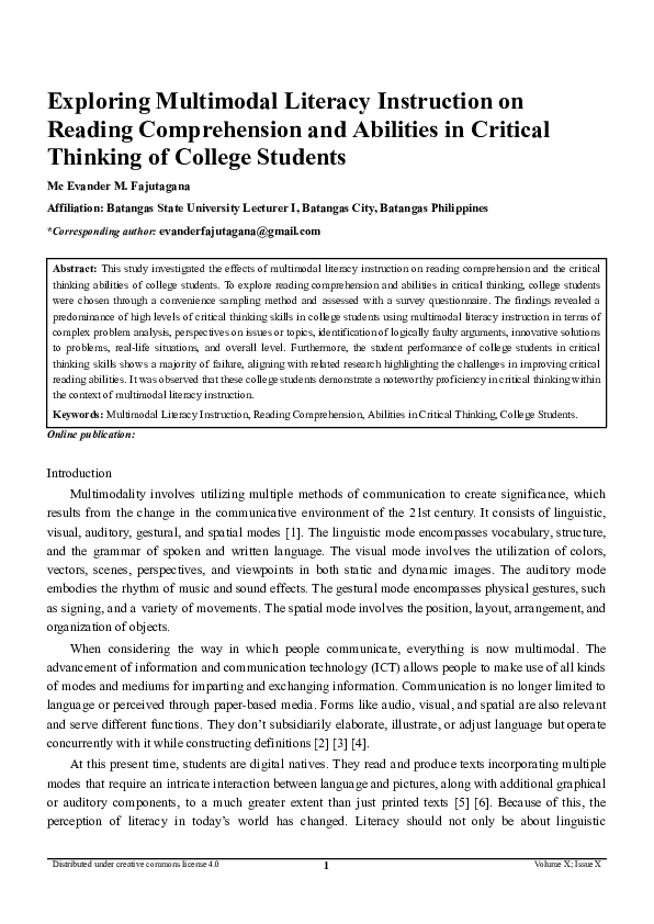 (PDF) Exploring Multimodal Literacy Instruction on Reading ...