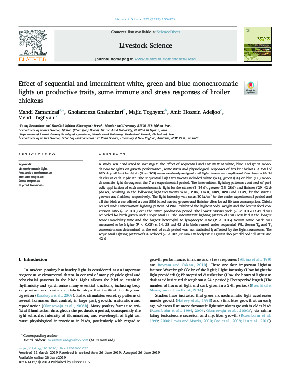 Effect of sequential and intermittent white, green and blue ...