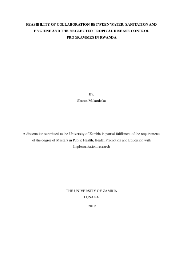 (PDF) FEASIBILITY OF COLLABORATION BETWEEN WATER, SANITATION AND HYGIENE AND THE NEGLECTED ...