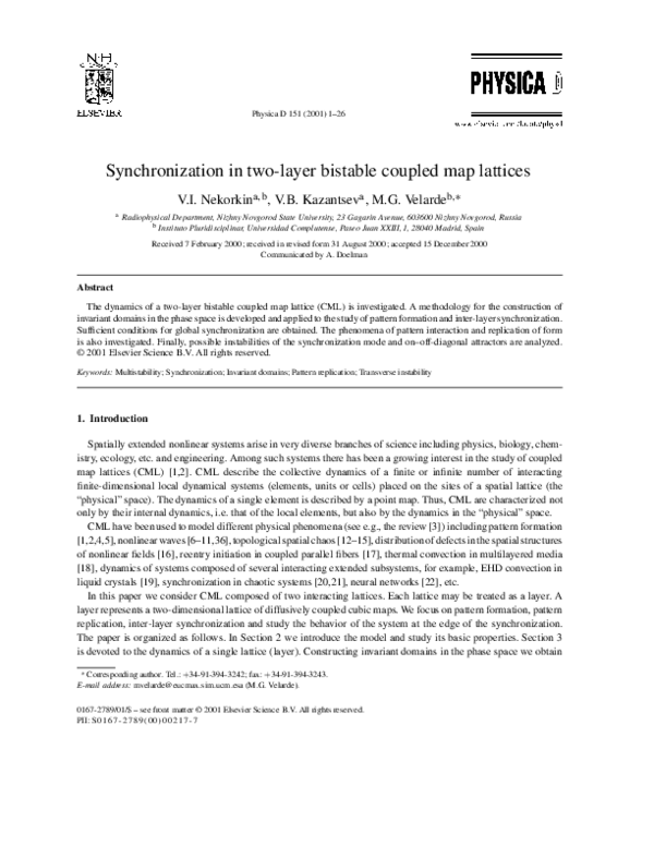 (PDF) Synchronization in two-layer bistable coupled map lattices