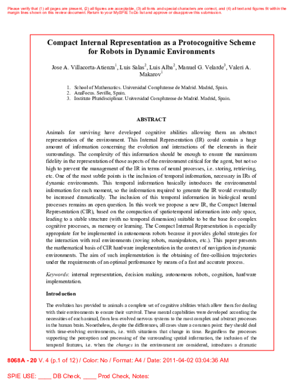 (PDF) Compact internal representation as a protocognitive scheme for robots in dynamic ...
