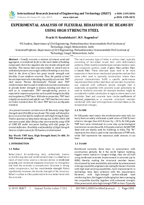 (PDF) Experimental Analysis of Flexural Behavior of RC Beams by Using ...