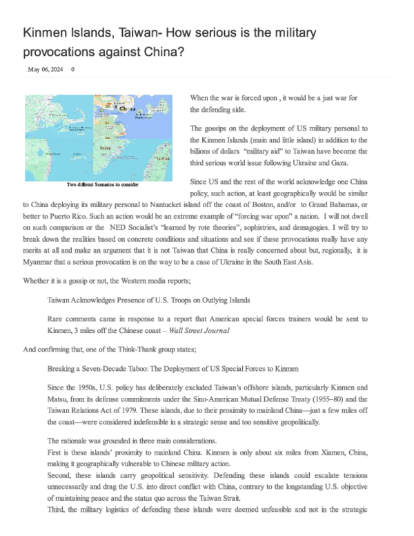 (PDF) Kinmen Islands, Taiwan- How serious is the military provocations ...