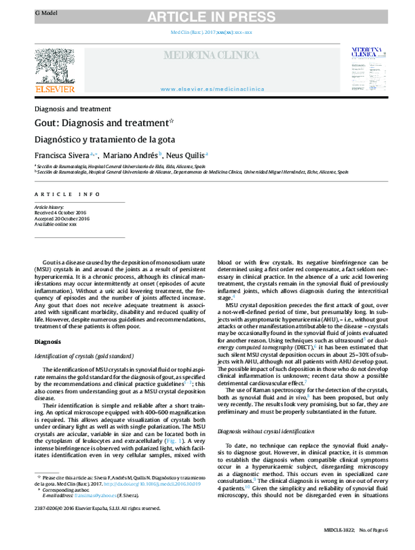 (PDF) Gout: Diagnosis and treatment