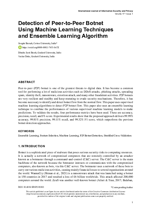 (PDF) Detection of Peer-to-Peer Botnet Using Machine Learning ...
