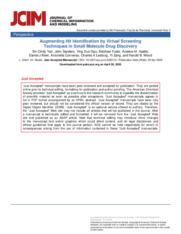 (PDF) Augmenting Hit Identification by Virtual Screening Techniques in ...