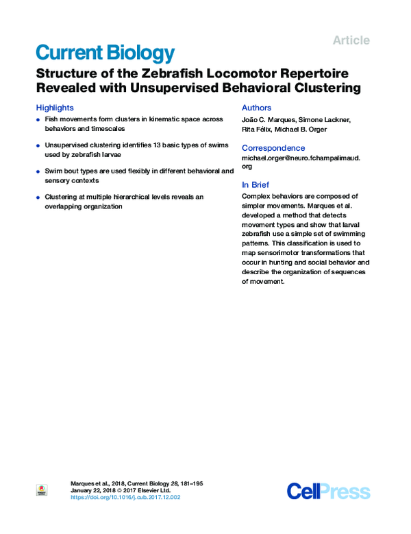 (PDF) Structure of the Zebrafish Locomotor Repertoire Revealed with ...