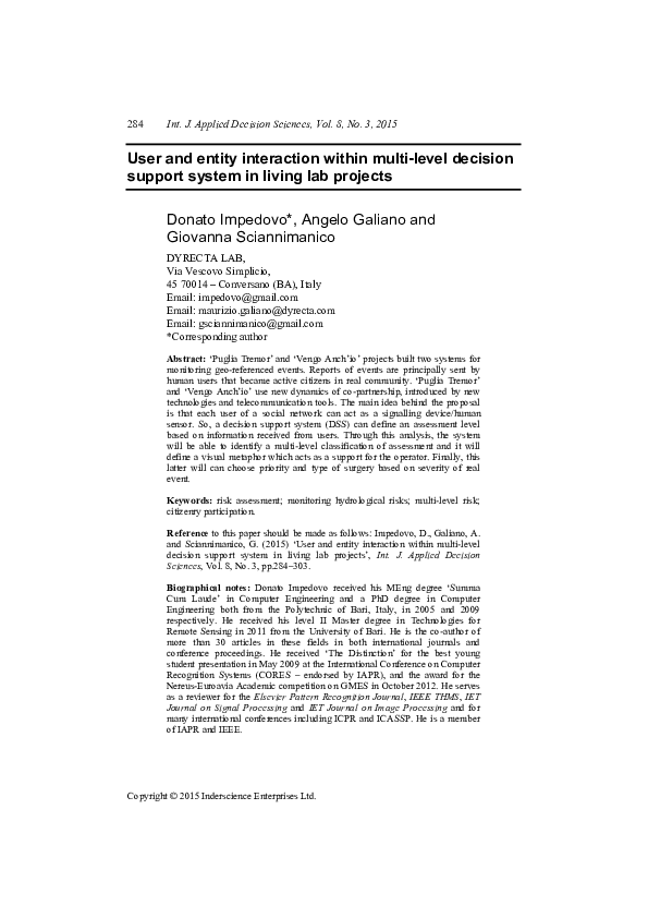 (PDF) User and entity interaction within multi-level decision support ...