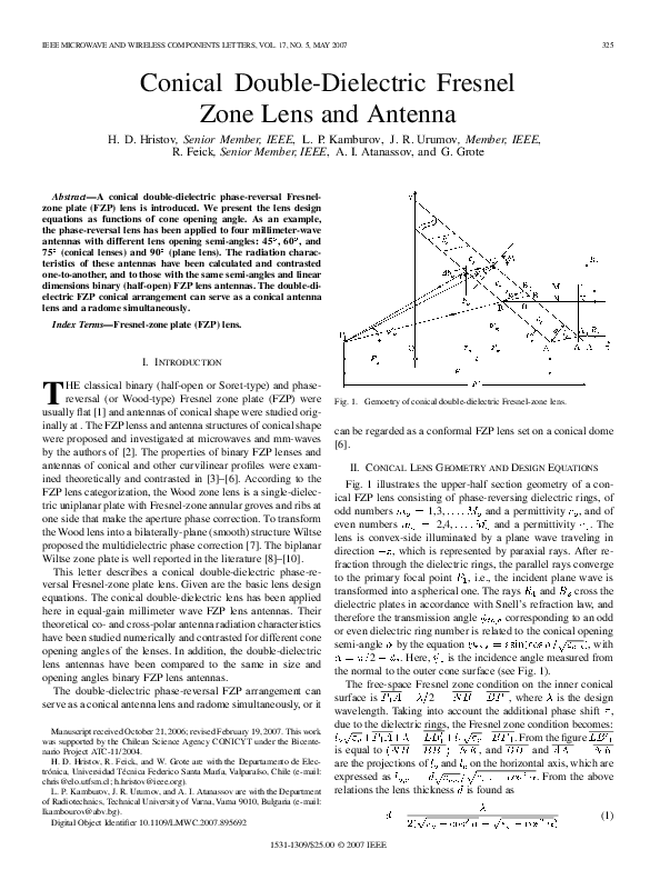 (PDF) Conical Double-Dielectric Fresnel Zone Lens and Antenna