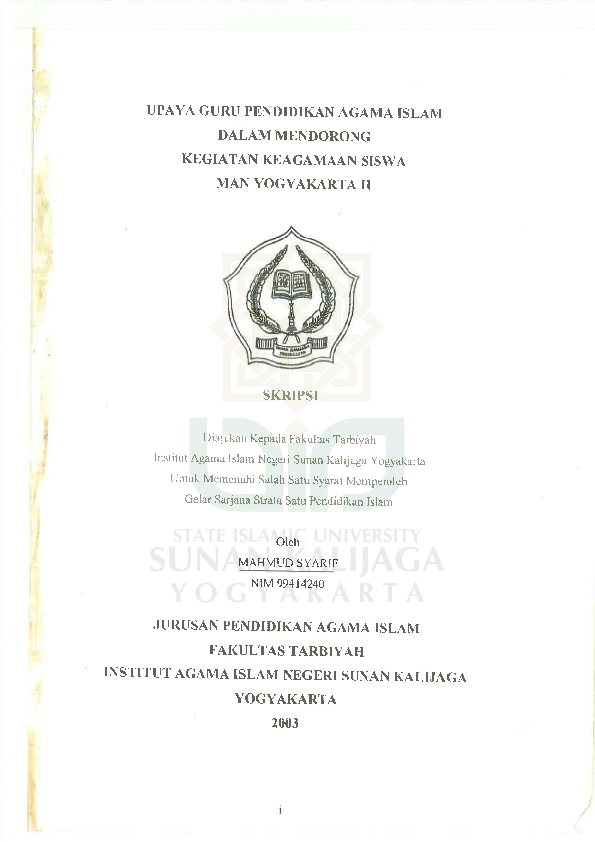 (PDF) Upaya Guru Pendidikan Agama Islam Dalam Mendorong Kegiatan Keagamaan Siswa Man Yogyakarta Ii