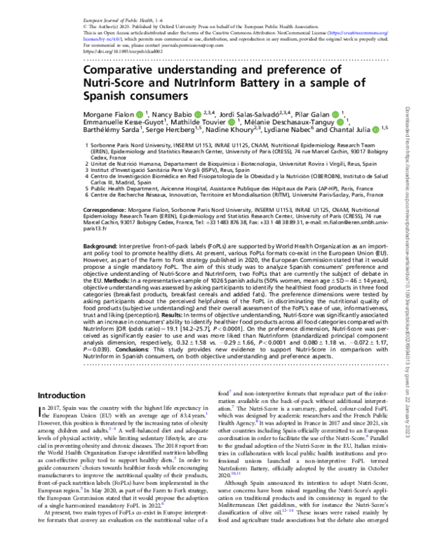 (PDF) Comparative understanding and preference of Nutri-Score and ...