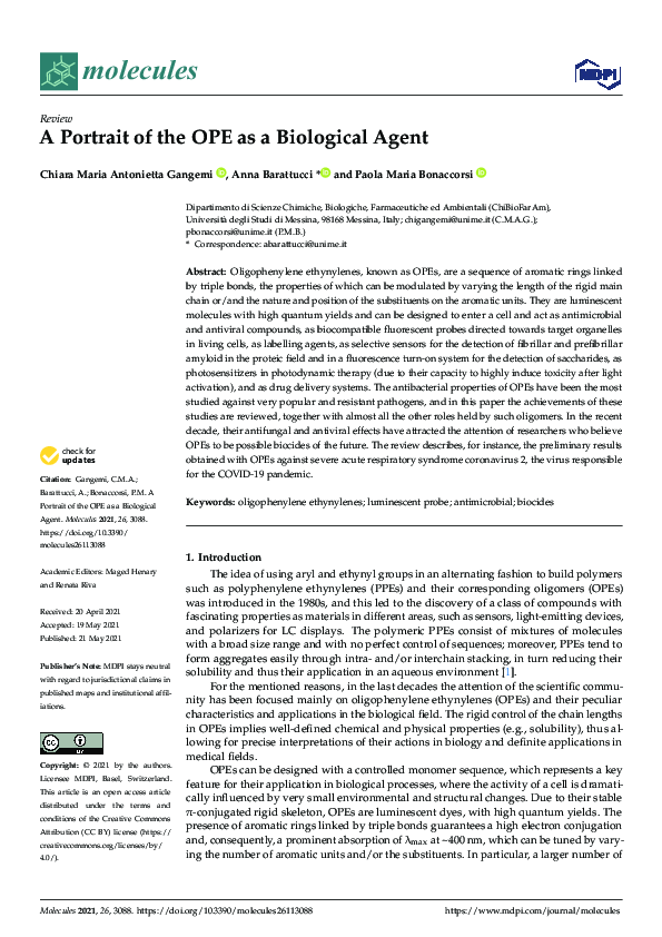 (PDF) Biological Role of OPE as a Biological Agent