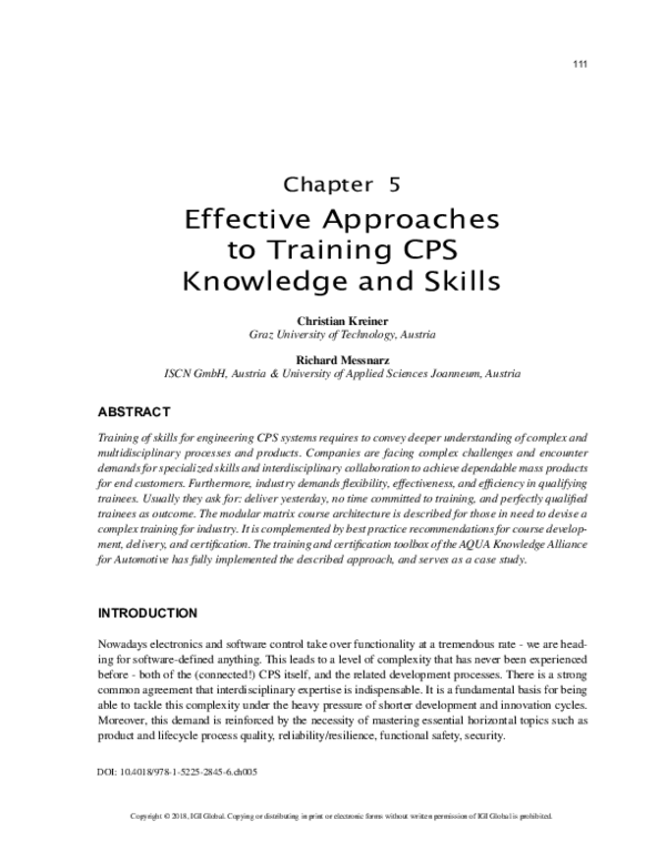 (PDF) Effective Approaches to Training CPS Knowledge and Skills